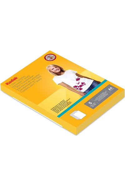 Kodak T-Shirt Transfer Baskı Kağıdı A4 Beyaz Zemin 5 Sayfa Kodak T-Shirt Transfer Baskı Kağıdı A4 Beyaz Zemin 5 Sayfa