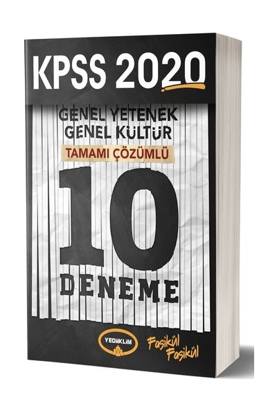 Yediiklim Yayınları 2020 KPSS Genel Kültür - Genel Yetenek Tamamı Çözümlü 10 Deneme Sınavı
