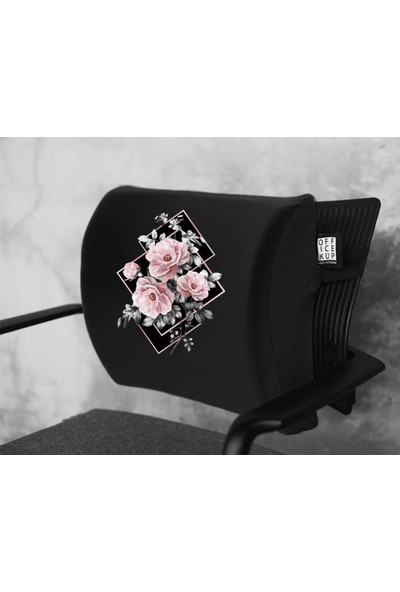 Office Küp Bel Yastığı Ofis Koltuk Minderi Siyah Flower Duet Office Küp Bel Yastığı Ofis Koltuk Minderi Siyah Flower Duet
