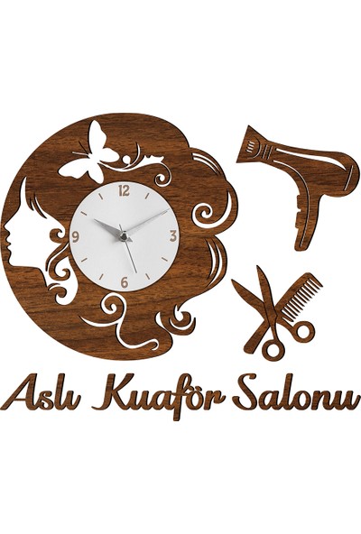 Morvizyon Firmaya Kişiye Özel Bayan Kuaförü Ahşap Duvar Saati - M241 Morvizyon Firmaya Kişiye Özel Bayan Kuaförü Ahşap Duvar Saati - M241
