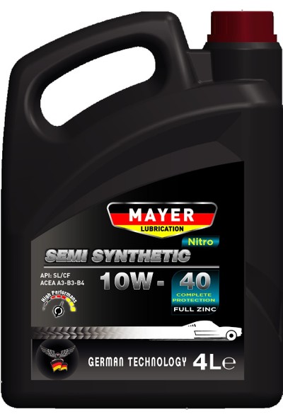 Mayer Lubrication Nitro 10W-40 Apı:sl/cf 4 Litre Motor Yağı ( Üretim Yılı : 2021 )