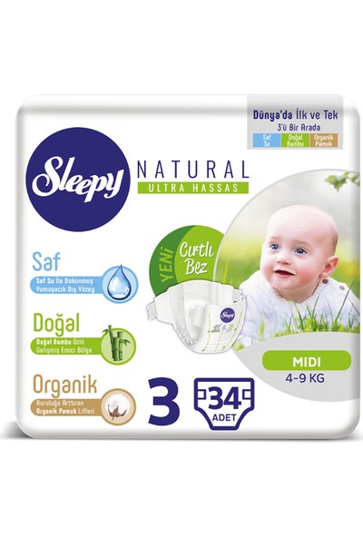 Sleepy Sensitive Bebek Bezi 3 Beden Midi Jumbo Paket 34 Adet Sleepy Sensitive Bebek Bezi 3 Beden Midi Jumbo Paket 34 Adet