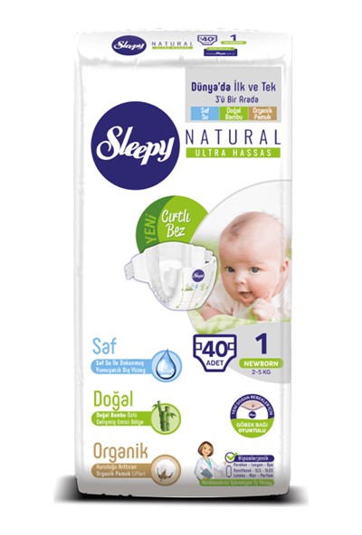 Sleepy Sensitive Bebek Bezi Yeniodoğan 1 Beden Jumbo Paket (40 Adet) Sleepy Sensitive Bebek Bezi Yeniodoğan 1 Beden Jumbo Paket (40 Adet)