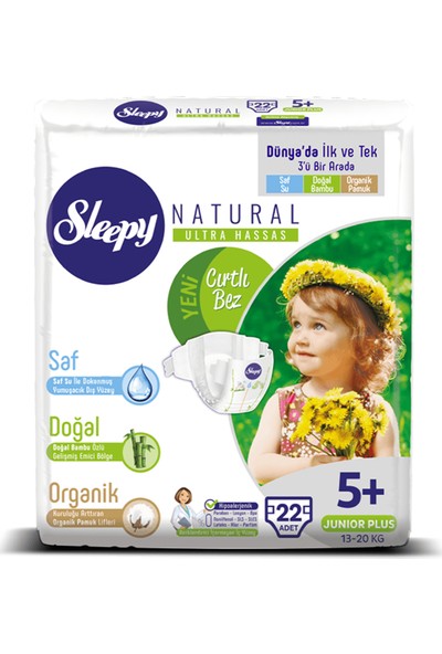 Sleepy Sensitive Bebek Bezi 5+ Beden Junior Plus Jumbo Paket 22 Adet Sleepy Sensitive Bebek Bezi 5+ Beden Junior Plus Jumbo Paket 22 Adet