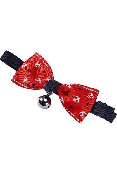 Spc Kedi ve Küçük Irk Çapa Desenli Kırmızı Papyon Spc Kedi ve Küçük Irk Çapa Desenli Kırmızı Papyon