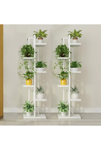 Boss Group Çiçeklik 6 Bölmeli Raf Metal Çerçeveli