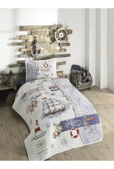 Clasy Sailife Mavi Denizci Tek Kişilik Yatak Örtüsü