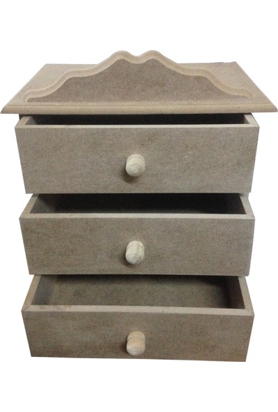 Okutan Hobi Üç Çekmeceli Takı Kutusu Ahşap Obje KOD:KU26