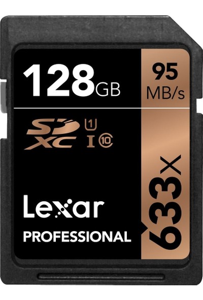 Lexar 633x Professional 128GB 95MB/s SDXC UHS-1 Class 10 U1 Hafıza Kartı LSD128GCB1EU633 Lexar 633x Professional 128GB 95MB/s SDXC UHS-1 Class 10 U1 Hafıza Kartı LSD128GCB1EU633