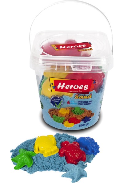 Heroes Mavi Kovalı Kinetik Kum+Kalıp 500 gr Heroes Mavi Kovalı Kinetik Kum+Kalıp 500 gr
