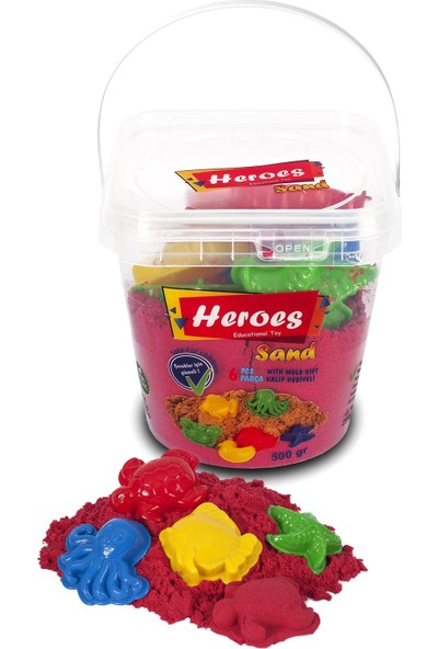 Heroes Kırmızı Kovalı Kinetik Kum +Kalıp 500 gr Heroes Kırmızı Kovalı Kinetik Kum +Kalıp 500 gr