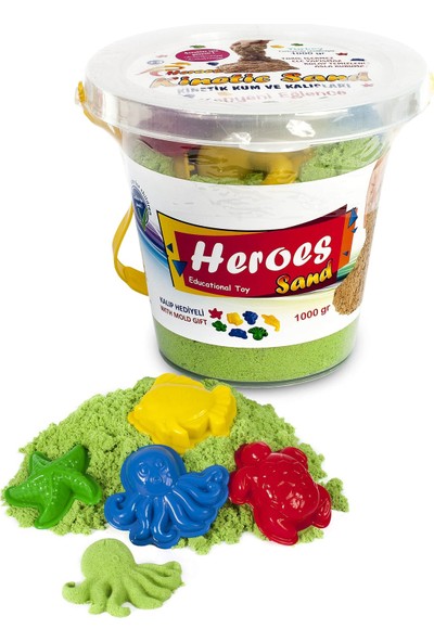Heroes Kovalı Yeşil Kinetik Kum+Kalıp 1000 gr