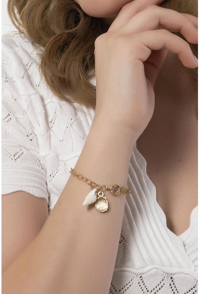 Modex Bl9011 Altın Sarısı Deniz Kabuğu Zincir Bileklik