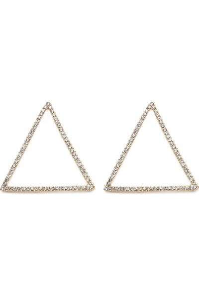 Modex Altın Sarısı Taşlı Üçgen Küpe