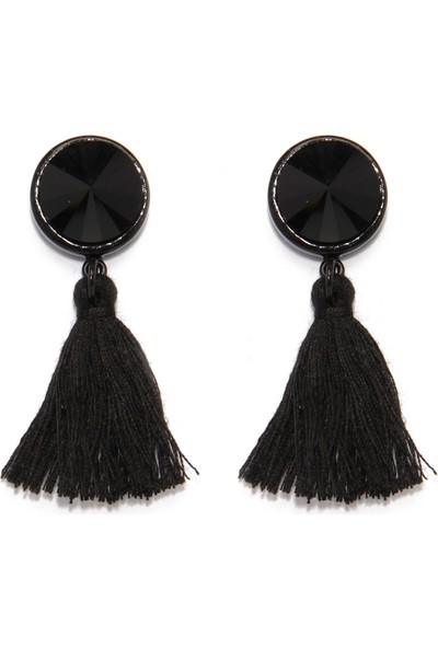 Modex Siyah Kaplama Püskül Küpe