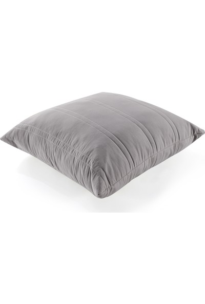 Mavi Ay Yatak 70x70 cm Yer Minderi Kapitoneli Kılıf - Gri