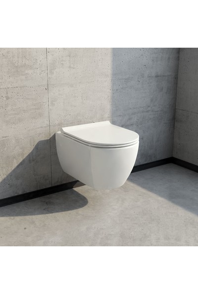 Turkuaz City Asma Klozet + Slim Soft Melamin Kapak Bas Çıkar Turkuaz City Asma Klozet + Slim Soft Melamin Kapak Bas Çıkar