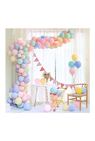 Balonevi Zincir Balon Seti 100 Makaron Balon Soft Renklerde ve 5 m Zincir Aparatı Balonevi Zincir Balon Seti 100 Makaron Balon Soft Renklerde ve 5 m Zincir Aparatı