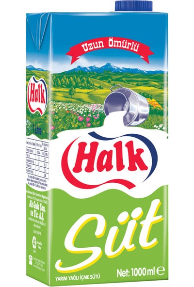 Halk Süt Uht Yarım Yağlı 1 lt