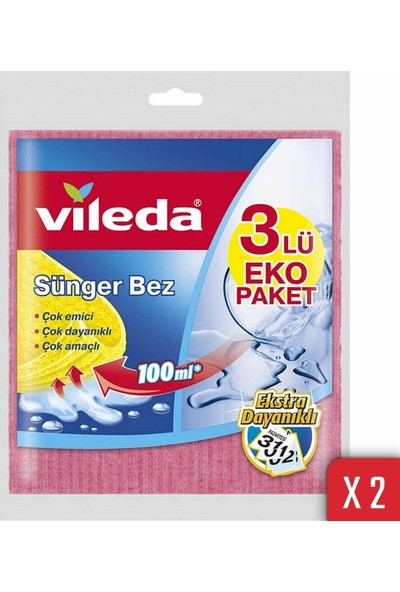 Vileda 3'lü Sünger Bez 2'li Paket