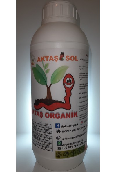 AKTAŞSOL ORGANİK KONSANTRE SIVI SOLUCAN GÜBRESİ 1 LT