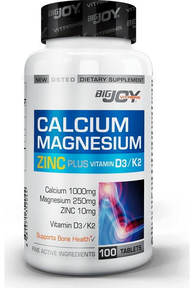 Bigjoy Vitamins Calcium Magnesium Zinc Plus 100 Tablet BİG352044 Bigjoy Vitamins Calcium Magnesium Zinc Plus 100 Tablet BİG352044