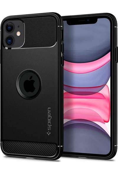 Spigen Apple iPhone 11 Kılıf Rugged Armor Black - 076CS27183