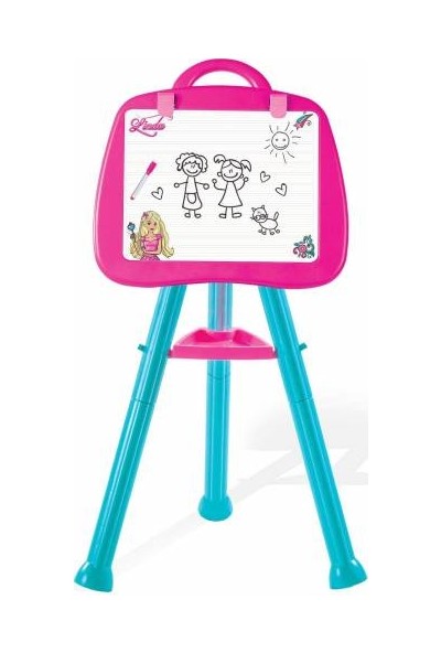 Furkan Toys Linda Kız Çocuk Ayaklı Yazı Tahtası 10 Parça Aksesuarlı