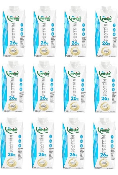 Pınar Vanilyalı Protein Süt 500 ml x 12 Adet