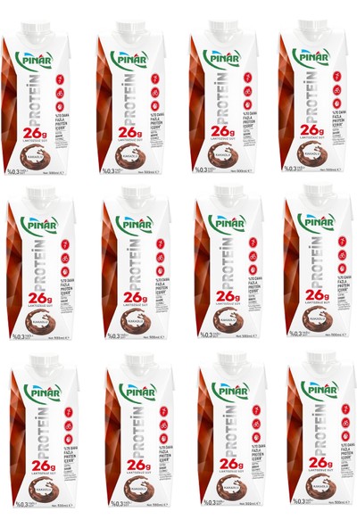 Pınar Kakaolu Protein Süt 500 ml x 12 Adet
