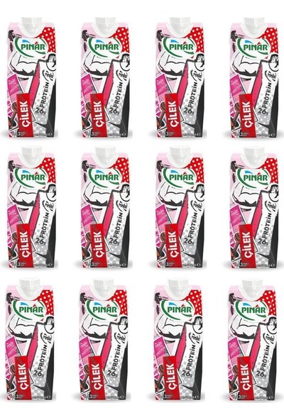 Pınar Çilekli Protein Süt 500 ml x 12 Adet