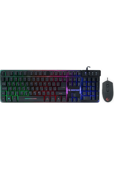 Rampage KM-RX9 Siyah USB Gökkuşağı Zemin Aydınlatmalı Croatian Layout Oyuncu Klavye Mouse Set Rampage KM-RX9 Siyah USB Gökkuşağı Zemin Aydınlatmalı Croatian Layout Oyuncu Klavye Mouse Set