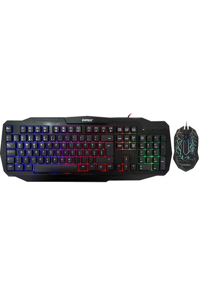Everest KMX-86 Olivine Black USB Rainbow Back Light LC Layout Standart Klavye + Mouse Set Everest KMX-86 Olivine Black USB Rainbow Back Light LC Layout Standart Klavye + Mouse Set