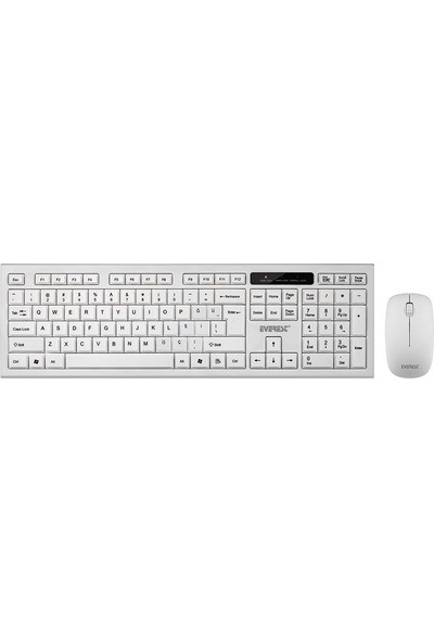 Everest KM-6121 Beyaz Kablosuz Q Slim Klavye + Mouse Set Everest KM-6121 Beyaz Kablosuz Q Slim Klavye + Mouse Set