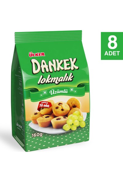 Ülker Dankek Lokmalık Üzümlü 160 gr x 8 Adet Ülker Dankek Lokmalık Üzümlü 160 gr x 8 Adet