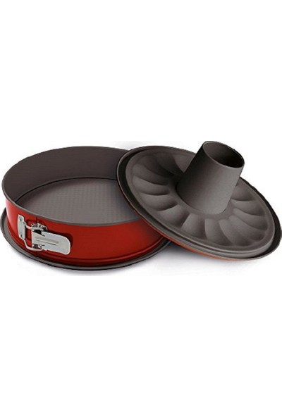 Aryıldız Granit Kelepçeli Çift Taban Kek Kalıbı 26 Cm Kırmızı