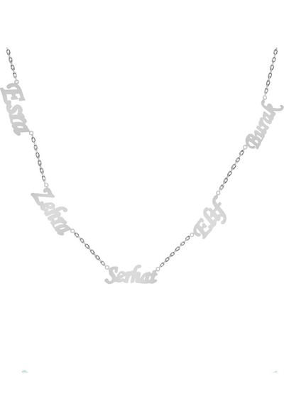 Aykat Isimli Gümüş Kolye Aile Boyu Kişiye Özel Isimli Kolye 5 Isimli Kadın Kolyesi Ism-17