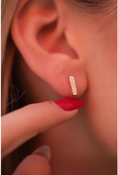 İzla Design Çubuk Model Zirkon Taşlı Gümüş İtalyan Küpe İzla Design Çubuk Model Zirkon Taşlı Gümüş İtalyan Küpe