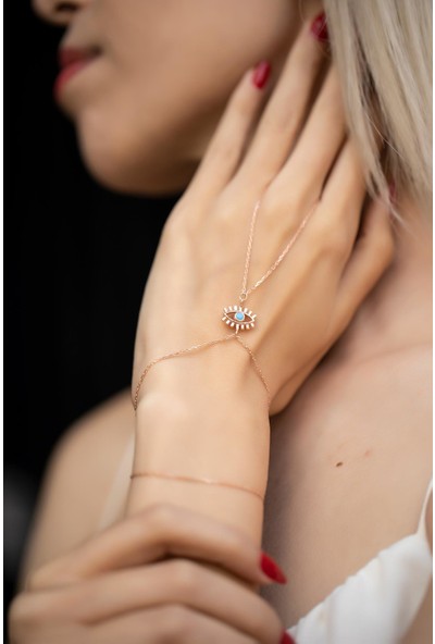 İzla Design Turkuaz Taşlı Göz Model Rose Kaplama Gümüş Şahmeran İzla Design Turkuaz Taşlı Göz Model Rose Kaplama Gümüş Şahmeran