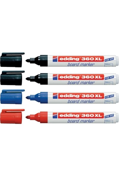 Edding 360 Beyaz Tahta Kalemi 2 Siyah 1 Kırmızı 1 Mavi Edding 360 Beyaz Tahta Kalemi 2 Siyah 1 Kırmızı 1 Mavi