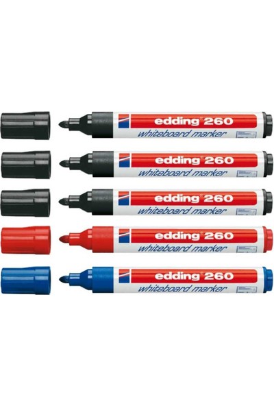 Edding 260 Beyaz Tahta Kalemi 3 Siyah 1 Mavi 1 Kırmızı Edding 260 Beyaz Tahta Kalemi 3 Siyah 1 Mavi 1 Kırmızı