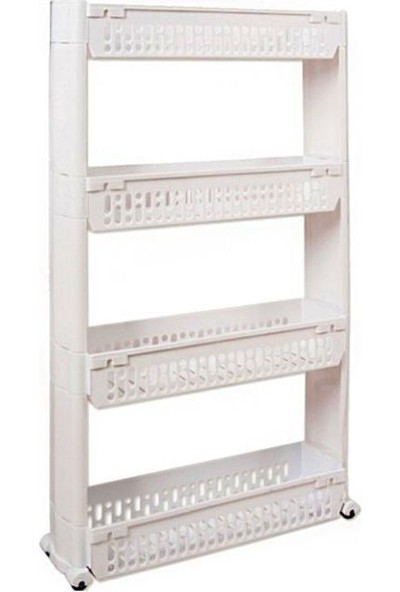 Plastik 4 Katlı Beyaz Mutfak Rafı Çok Amaçlı Düzenleyici