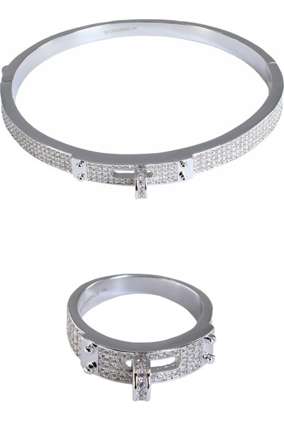 Chance Roma Jewellery Chanceroma™ - Elegante / Şık Set - Italyanmoda Tasarım Pırlanta Montür Zirkon Taşlı Gümüş Rengi 18 Ayar Altın Kaplama Kilit Alyans Yüzük Kelepçe Bilezik Bileklik Set Chance Roma Jewellery Chanceroma™ - Elegante / Şık Set - Italyanmoda Tasarım Pırlanta Montür Zirkon Taşlı Gümüş Rengi 18 Ayar Altın Kaplama Kilit Alyans Yüzük Kelepçe Bilezik Bileklik Set