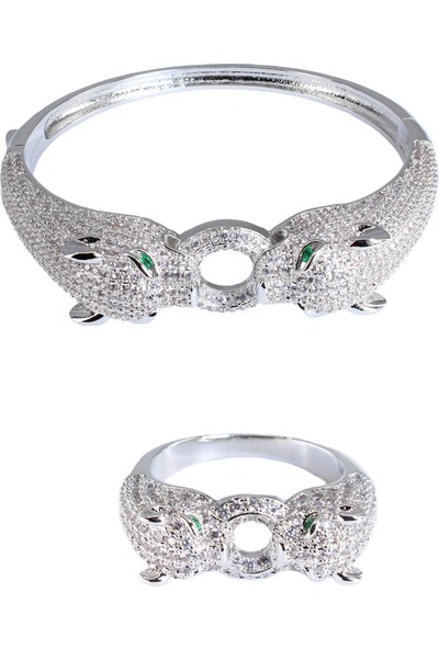 Chance Roma Jewellery Chanceroma™ - Lamore Della Pantera Set / Panter Aşkı Set- Italyanmoda Tasarım Pırlanta Montür Zirkon Taşlı Gümüş Rengi 18 Ayar Altın Kaplama Zümrüt Leopar Alyans Yüzük Kelepçe Chance Roma Jewellery Chanceroma™ - Lamore Della Pantera Set / Panter Aşkı Set- Italyanmoda Tasarım Pırlanta Montür Zirkon Taşlı Gümüş Rengi 18 Ayar Altın Kaplama Zümrüt Leopar Alyans Yüzük Kelepçe