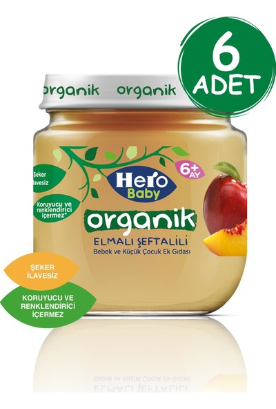 Hero Baby Organik Elma Şeftali 120 gr (6 Adet)