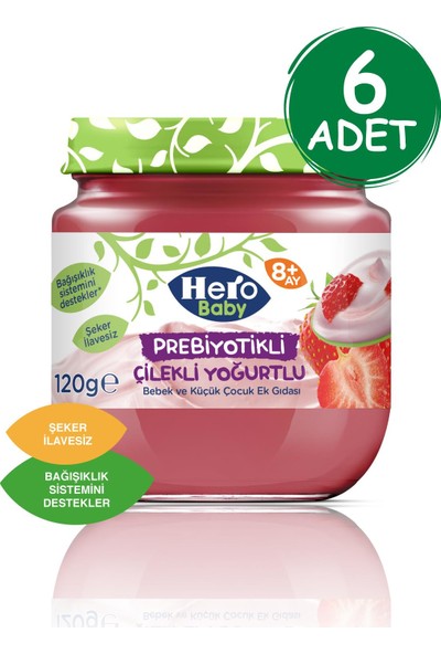 Hero Baby Prebiyotikli Çilekli Yoğurtlu 120 gr (6 Adet) Hero Baby Prebiyotikli Çilekli Yoğurtlu 120 gr (6 Adet)