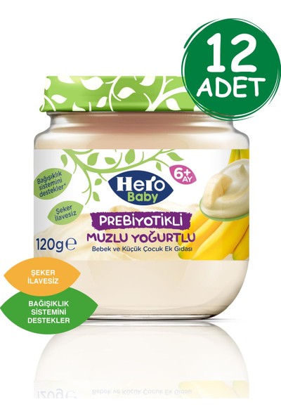 Hero Baby Prebiyotikli Muzlu Yoğurtlu 120 gr (12 Adet) Hero Baby Prebiyotikli Muzlu Yoğurtlu 120 gr (12 Adet)
