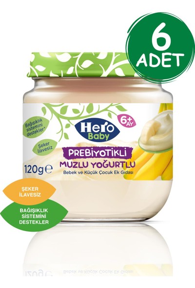 Hero Baby Prebiyotikli Muzlu Yoğurtlu 120 gr (6 Adet) Hero Baby Prebiyotikli Muzlu Yoğurtlu 120 gr (6 Adet)