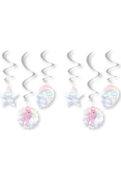 Kikajoy Unicorn Spiral Sarkıt Süs 6'lı