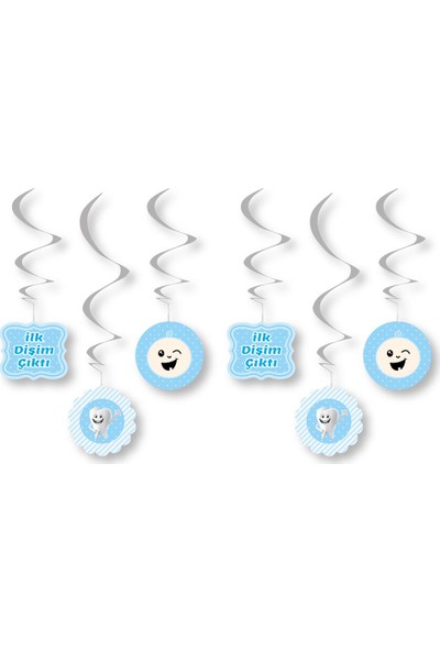 Kikajoy İlk Dişim Çıktı Mavi Spiral Sarkıt Süs 6'lı